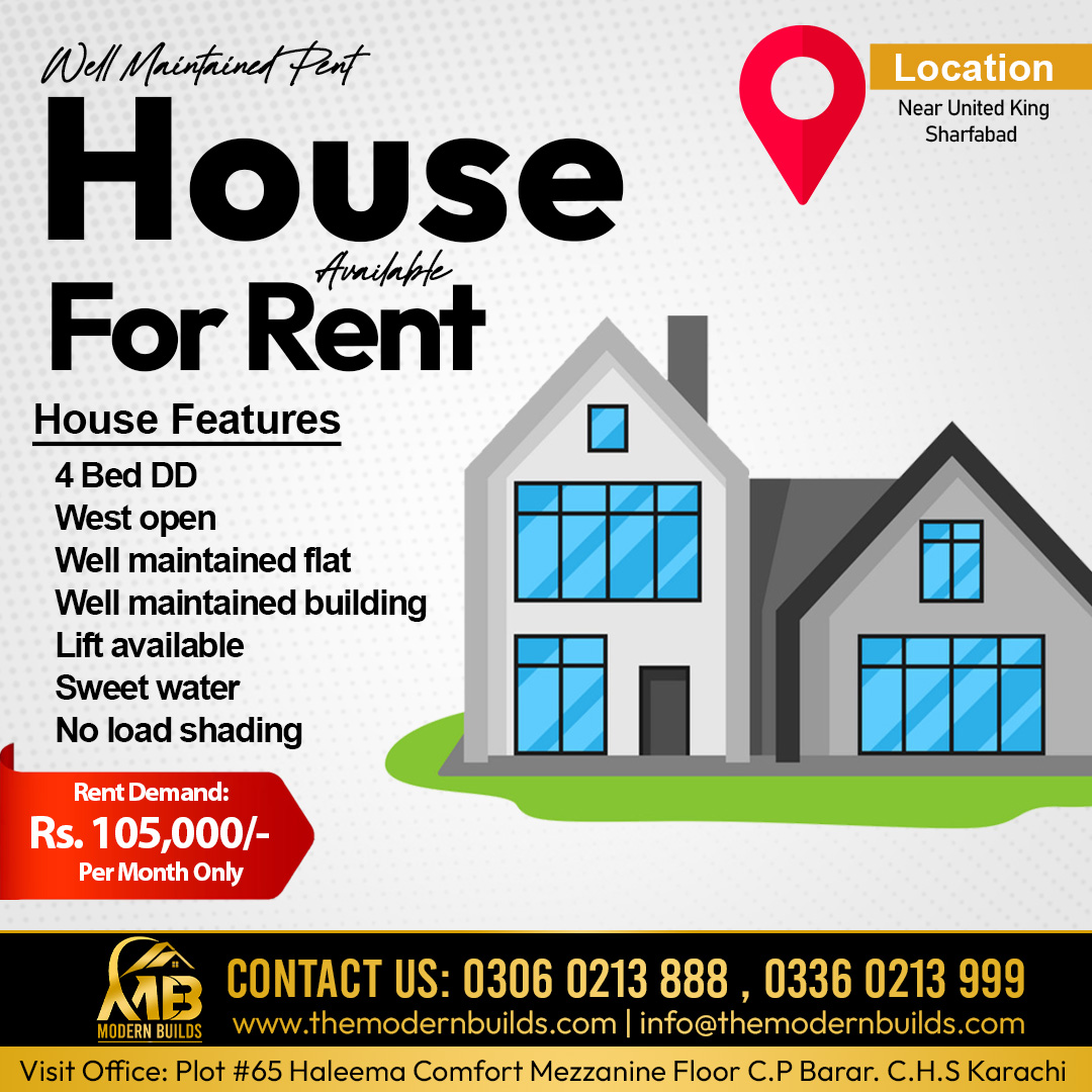 Well Maintained House For Rent – Modern Builds